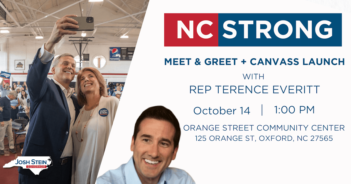 Meet and Greet with JOSH STEIN, and canvass for Terence Everitt · Mobilize