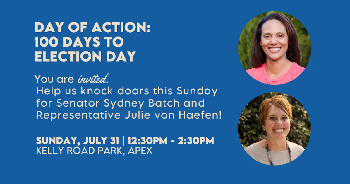 100 Days Until Election Day - Canvass for Julie von Haefen and Sydney ...