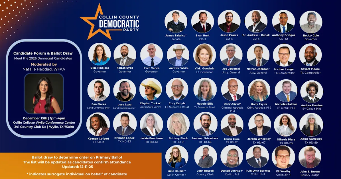 Candidate Forum & Ballot Draw · Collin County Democratic Party