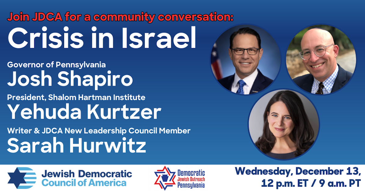 JDCA Community Conversation: Crisis in Israel with Gov. Josh Shapiro ...