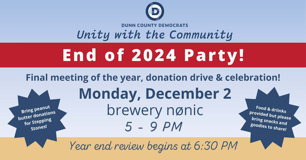 Holiday Party w/the Dunn County Democrats! · The Yes She Can campaign