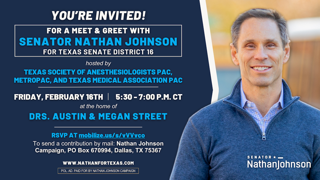 North Dallas Meet & Greet with Senator Nathan Johnson · Mobilize