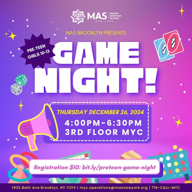 Pre-Teen Girls Game Night · MAS Brooklyn