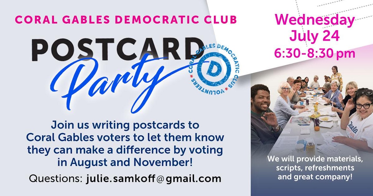 Postcard Writing · Coral Gables Democrats