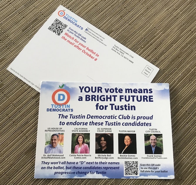 Write Postcards at Home to Elect Tustin Democrats · Democratic Party of ...