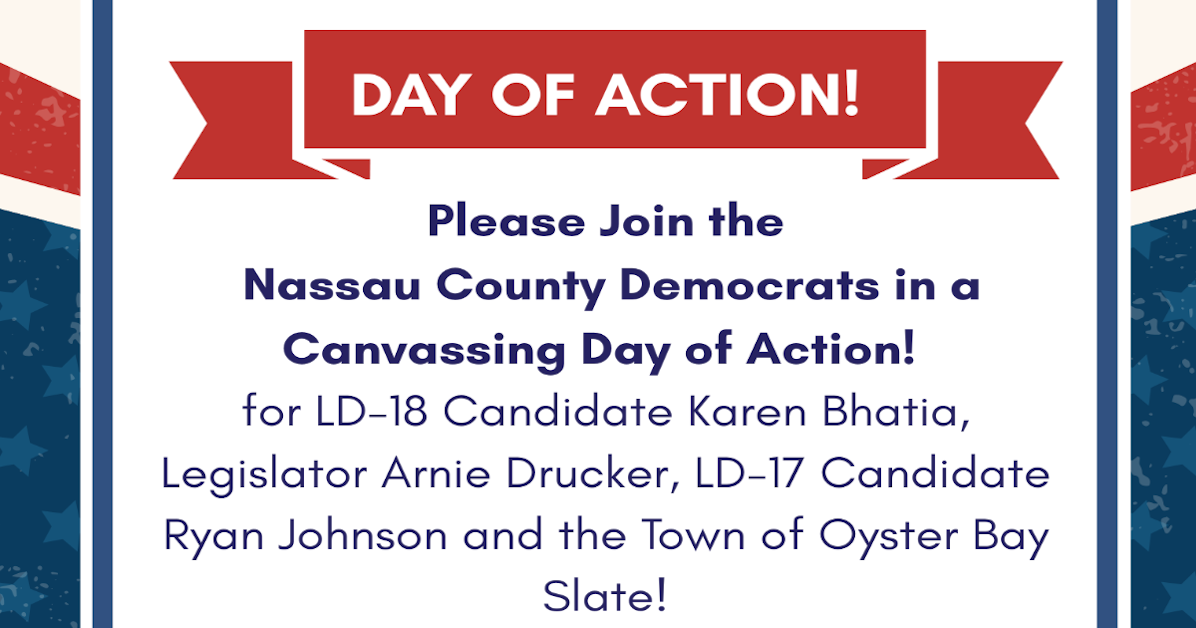 Town of Oyster Bay Dems Canvass with Arnie Drucker, Karen Bhatia ...
