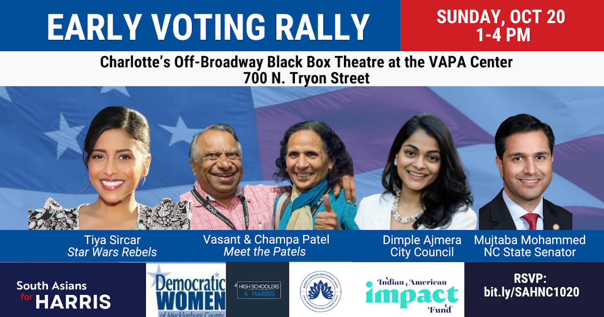 South Asians for Harris Early Vote Rally with Tiya Sircar, Vasant and ...