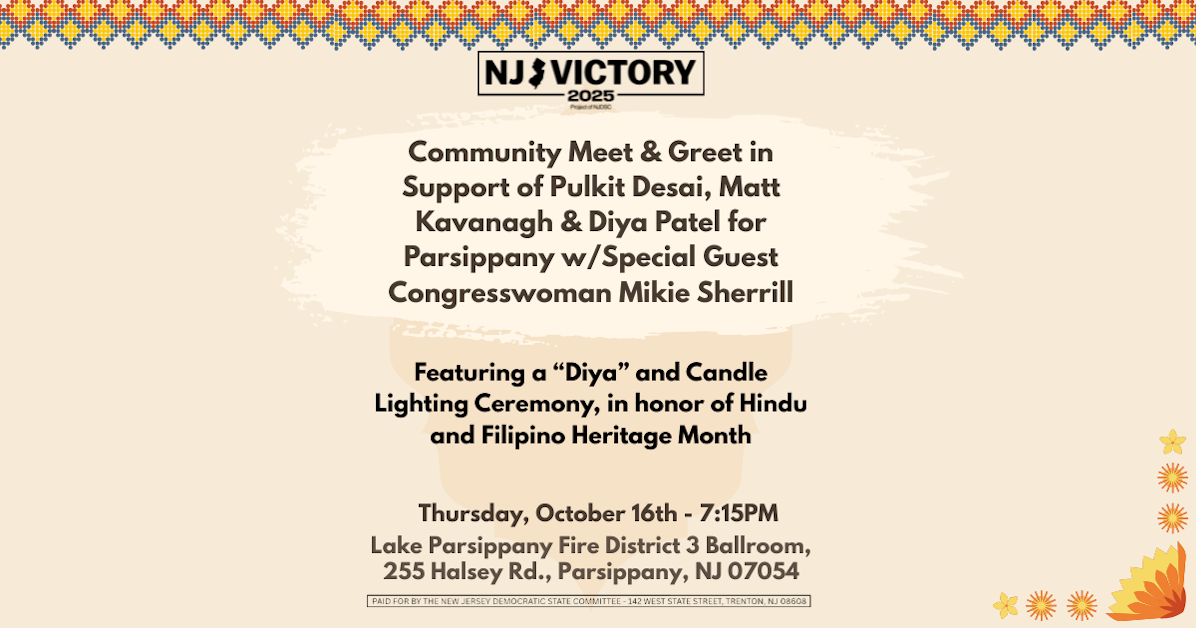 NJ Victory Presents Community Meet and Greet in support of Pulkit Desai ...