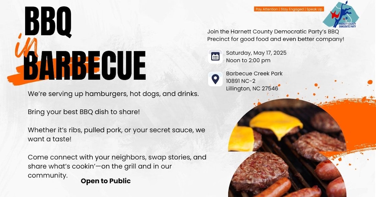 BBQ Precinct Meeting: BBQ in Barbecue · Harnett County Democratic Party