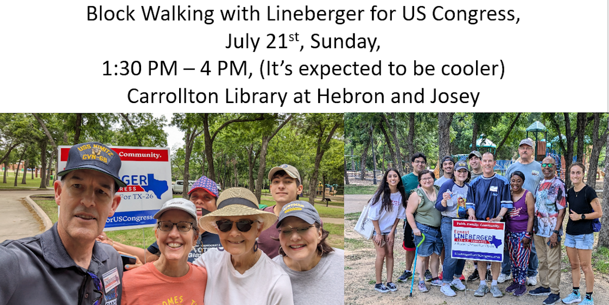 Block Walking for Lineberger for US Congress (Sunday, July 21st) · Mobilize