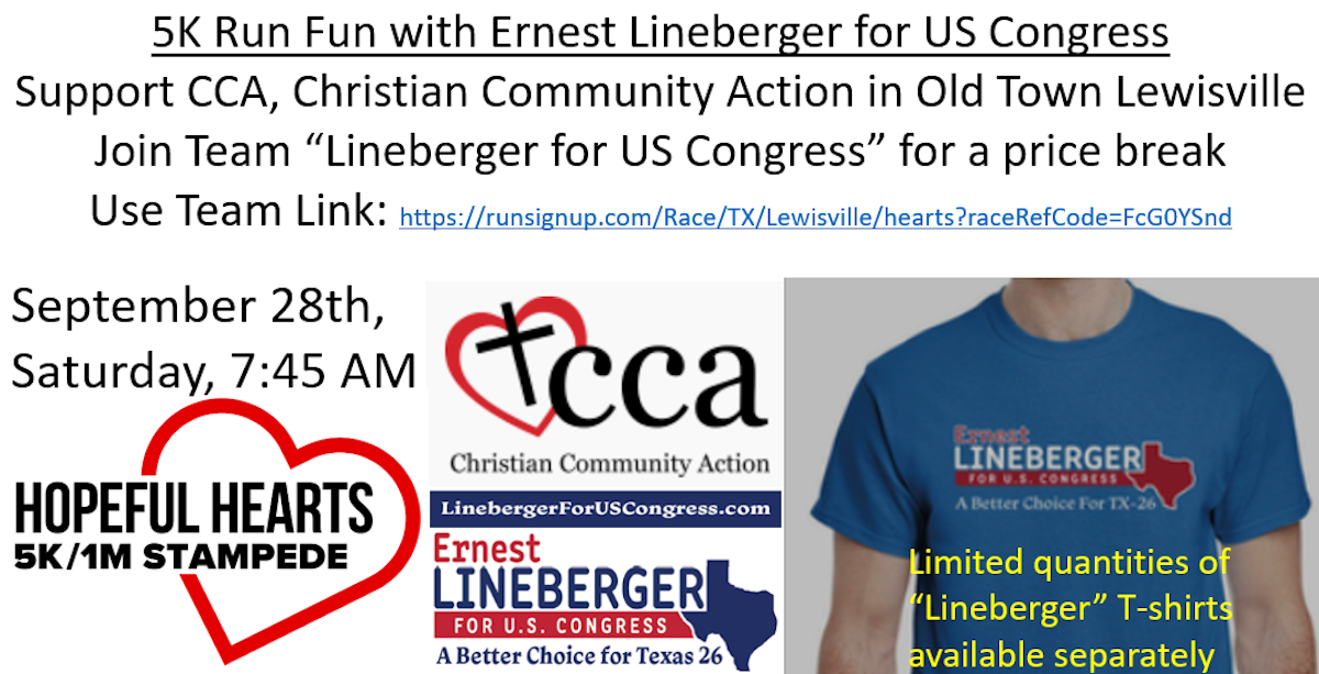 5K Run Supporting CCA with Lineberger for US Congress, Saturday, Sept ...
