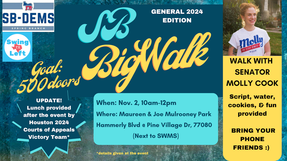 Spring Branch BigWalk with Senator Molly Cook · Texas Democratic Party