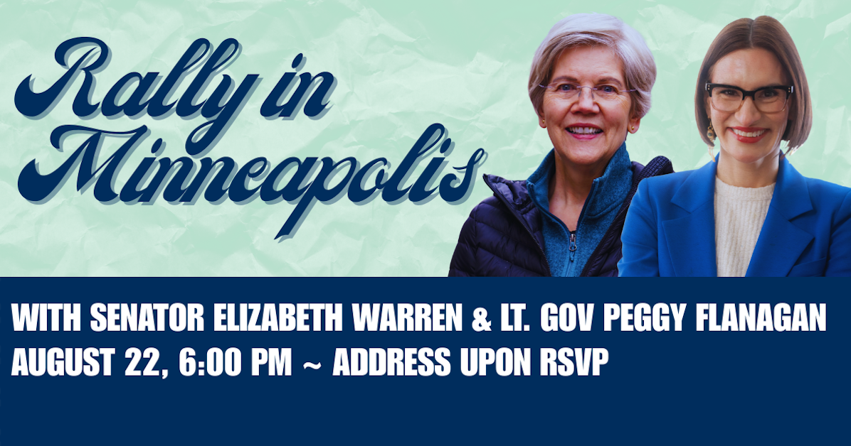 Rally in Minneapolis with Elizabeth Warren & Peggy Flanagan · Peggy ...