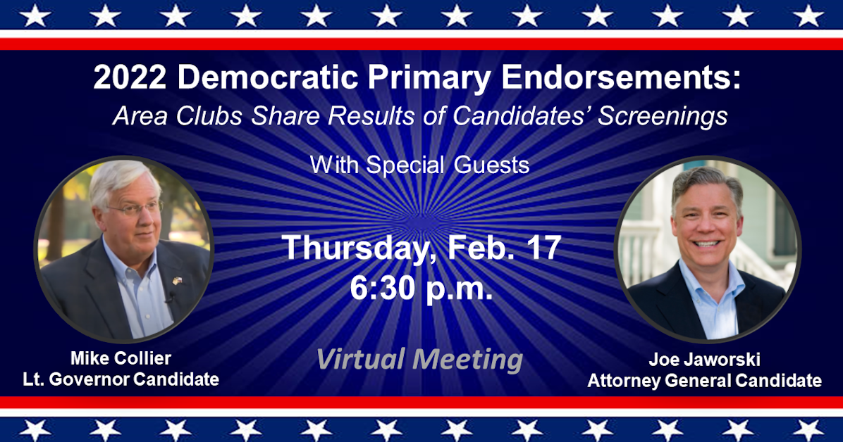 2022 Democratic Primary Endorsements by Area Clubs with Special Guest ...