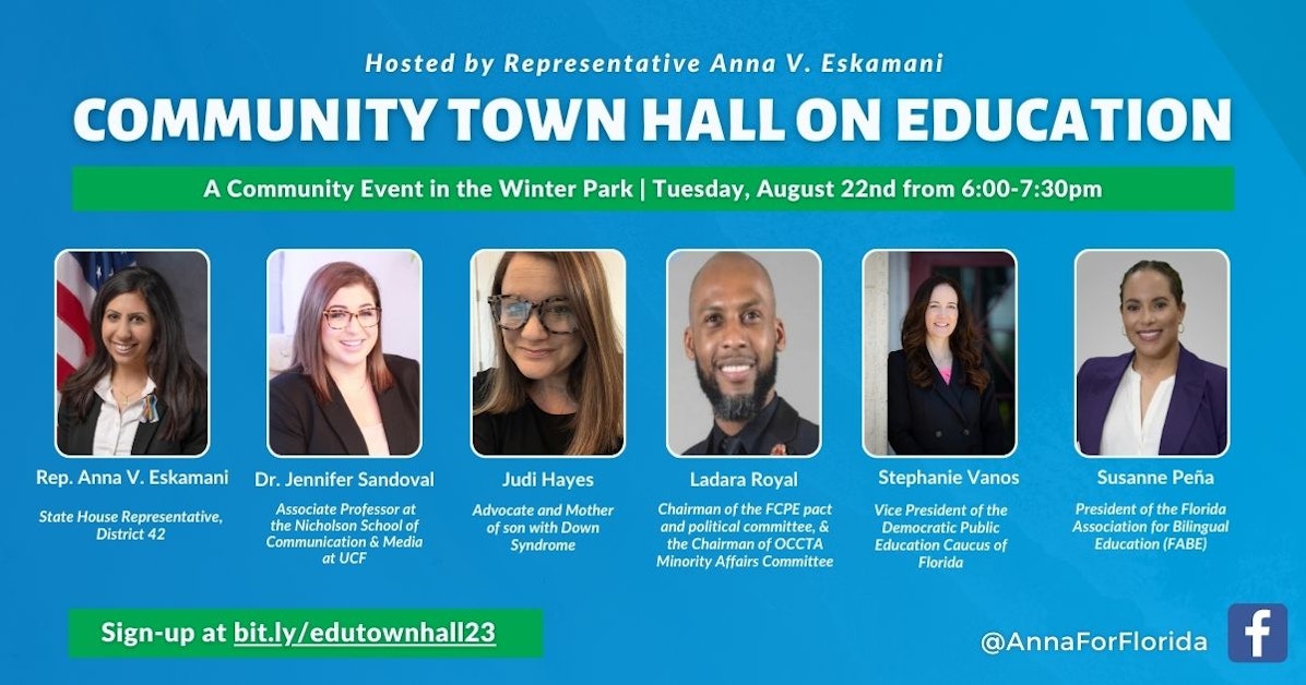 Education Town Hall with Rep. Anna V. Eskamani · Anna For Florida