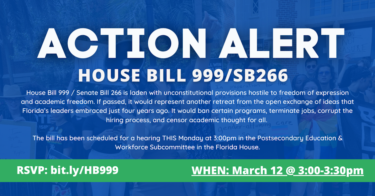 Action Alert: HB999 · Anna For Florida
