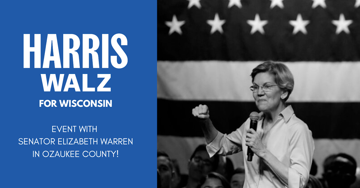 Harris-Walz for Wisconsin Event with Sen. Elizabeth Warren in Ozaukee ...