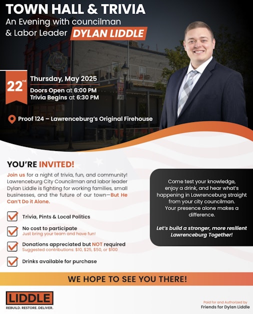 TOWN HALL & TRIVIA An Evening with Councilman Dylan Liddle · IN 9th ...