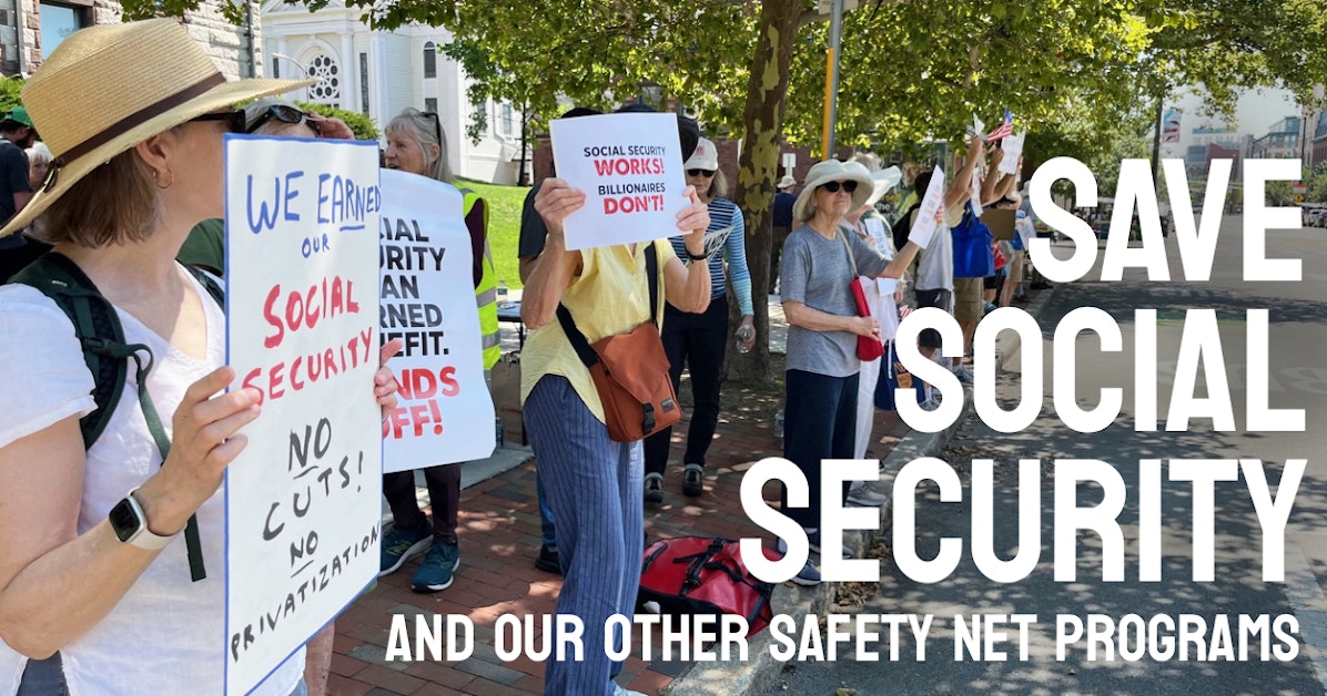 Standout with signs to protect Social Security and safety net programs ...