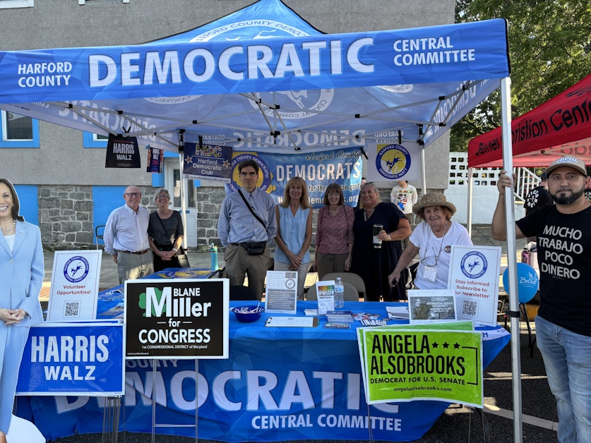 Table with Harford Democrats at First Fridays · Maryland Democratic Party