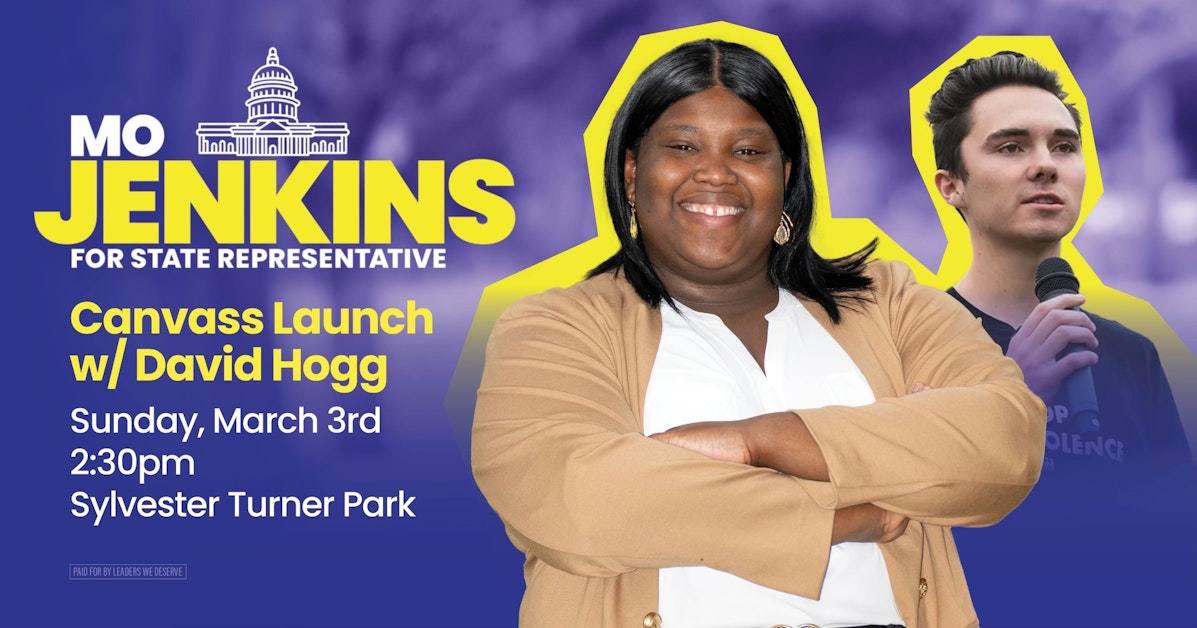 Canvass launch for Mo Jenkins with David Hogg · Mobilize