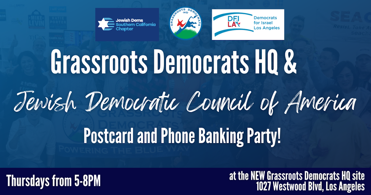 Phone Bank & Postcard Writing Party with Jewish Democratic Council of ...