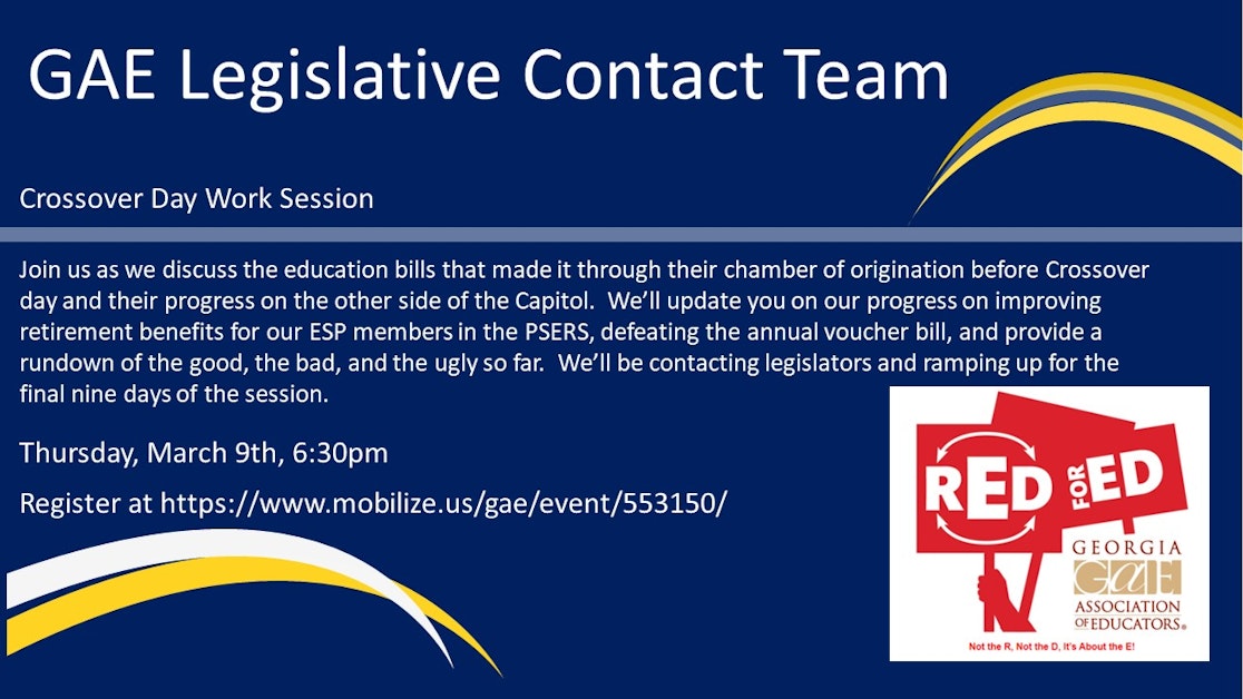 Legislative Contact Team Crossover Day Work Session · Georgia ...