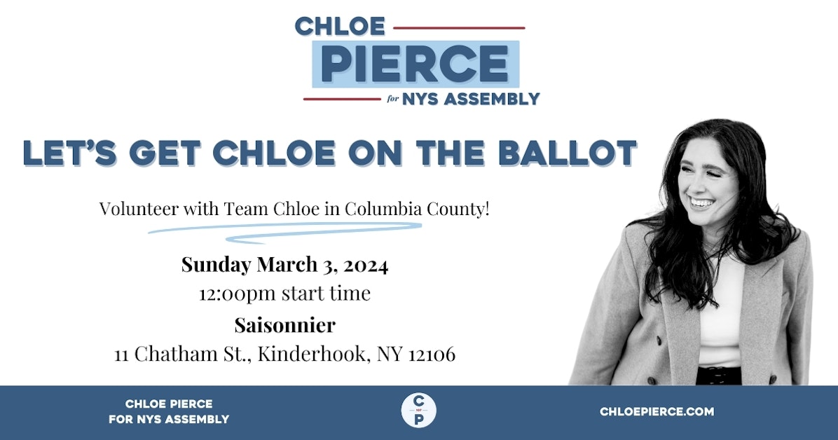 Chloe Pierce for Assembly Petition Kick-Off in Kinderhook! · Mobilize