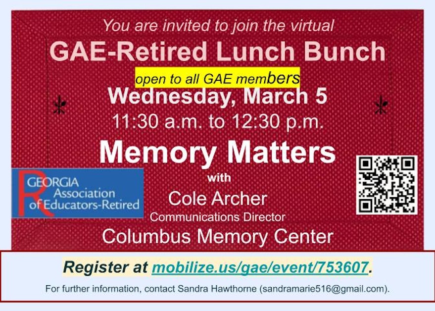 GAE-Retired Lunch Bunch (open to ALL GAE members) · Georgia Association ...