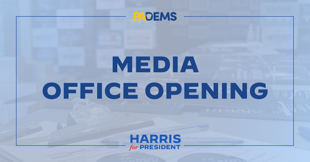 Office Opening & Campaign Kick-Off for Kamala Harris in Media! · Swing Left