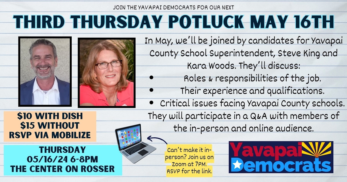May General Meeting & Potluck · Yavapai County Democratic Party