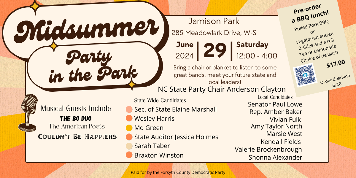 Midsummer Party in the Park · Forsyth County Democratic Party