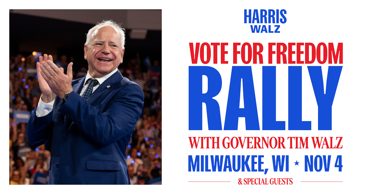Vote for Freedom Rally in Milwaukee with Governor Tim Walz and special ...