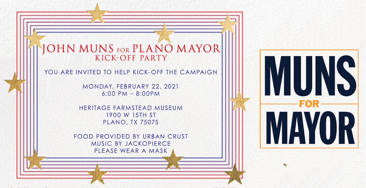 John Muns for Plano Mayor Kick-Off Party · Mobilize