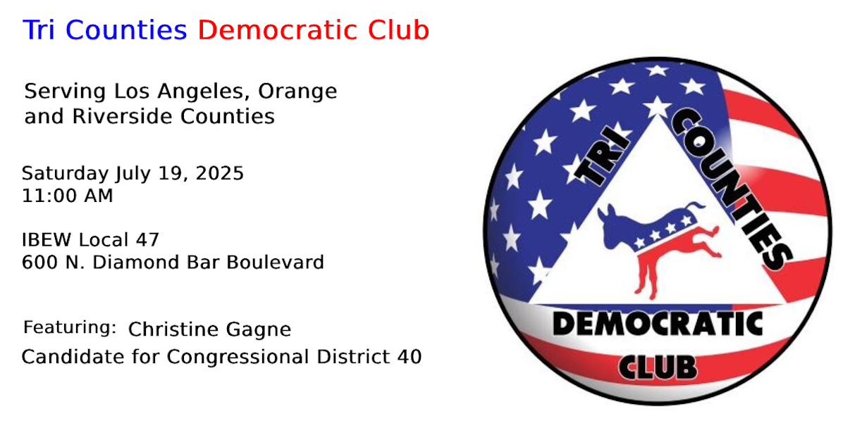 General Meeting with The Tri Counties Democratic Club on July 19 · Mobilize