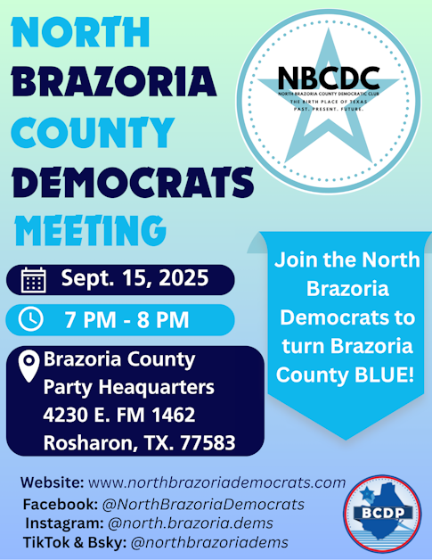 North Club Meeting 2 - Sept. 2025 · Brazoria County Democratic Party