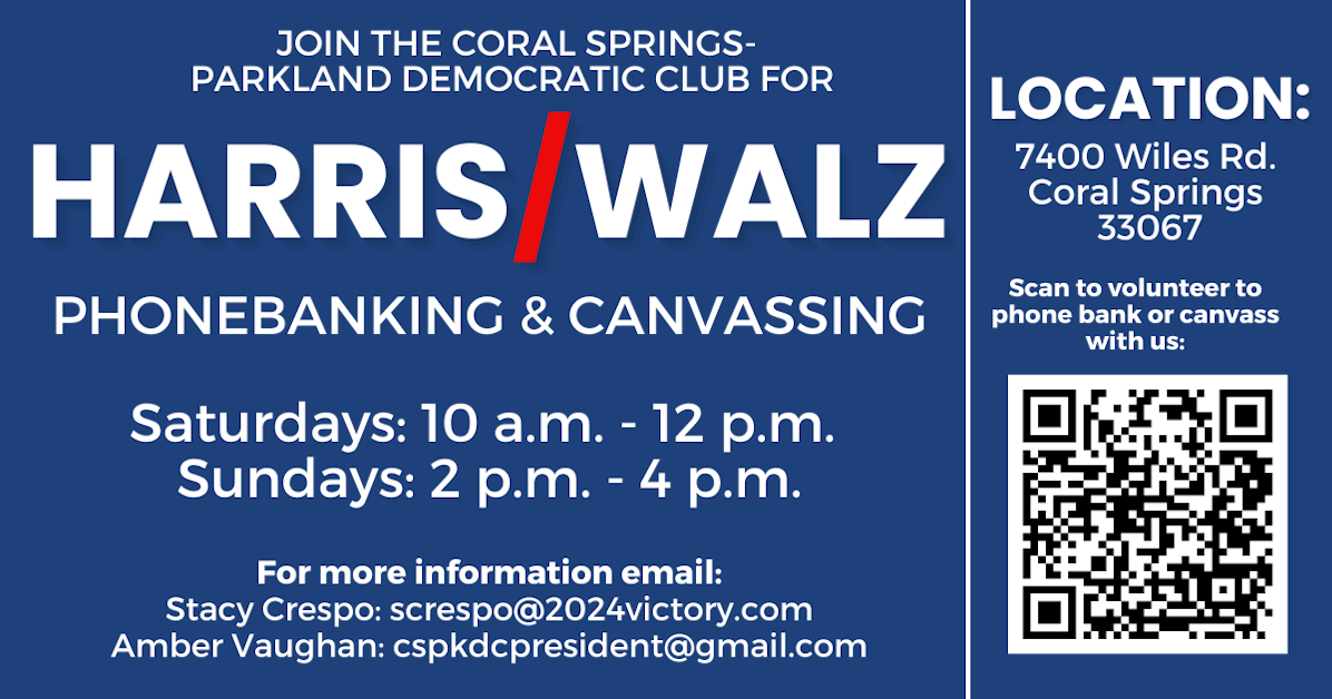 Coral Springs: Harris/Walz Phone banking and Canvassing · Mobilize