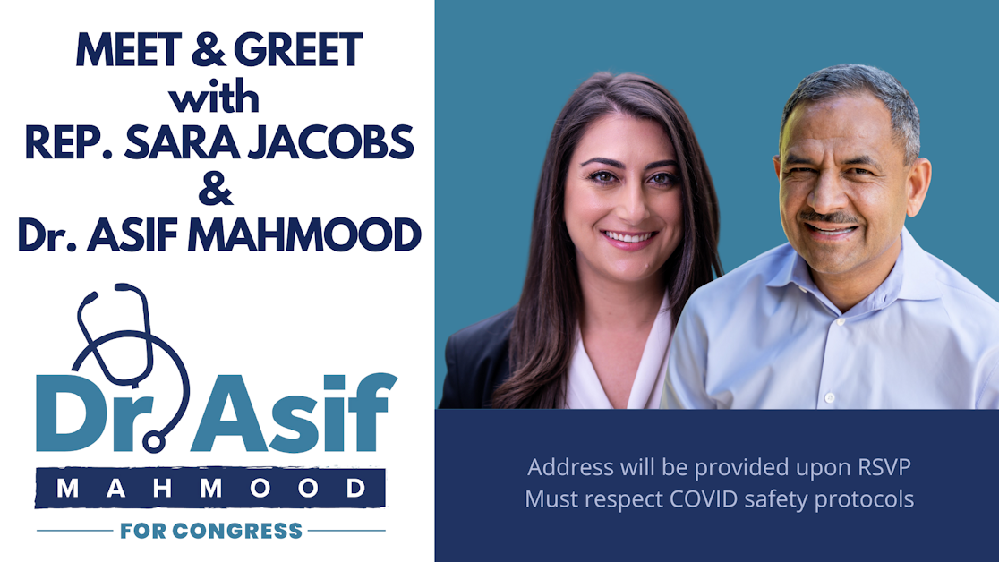 Meet & Greet with Congresswoman Sara Jacobs & Dr. Asif Mahmood ...