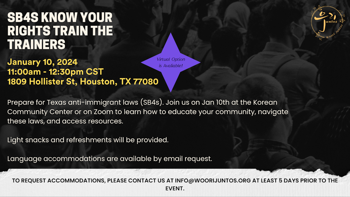 SB4s Know Your Rights Train The Trainer · Woori Juntos
