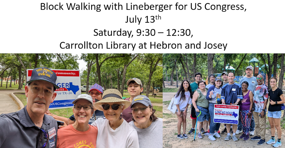 Block Walking for Lineberger for US Congress (Saturday, July 13th ...