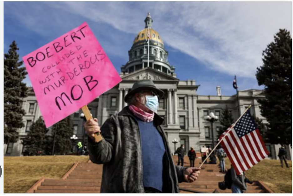 Boebert Lone Tree Office Pop Up Protest · Democracy Now DougCO