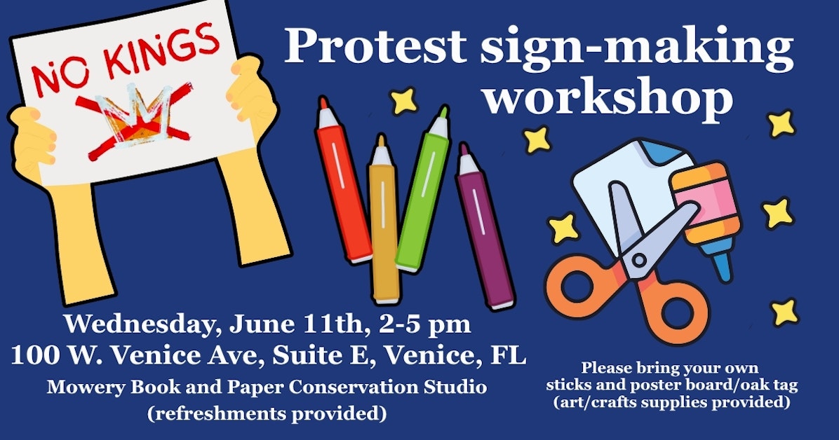 SIGN MAKING in VENICE - for the JUNE 14th NO KINGS SIGN WAVING PROTEST ...