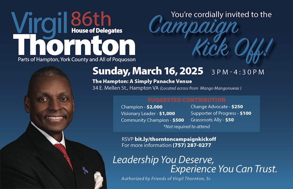 Virgil Thornton Sr., Candidate for the 86th House of Delegates Campaign ...
