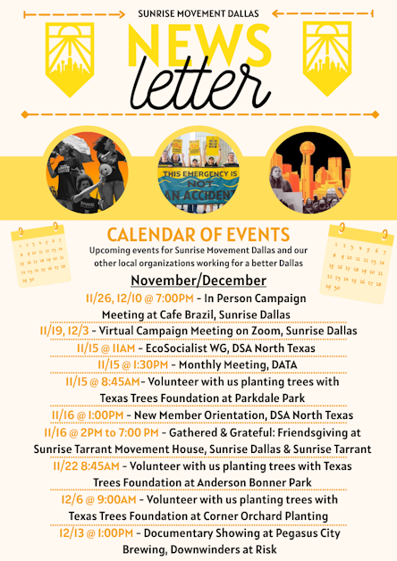 Sunrise Dallas November Newsletter · Sunrise Movement