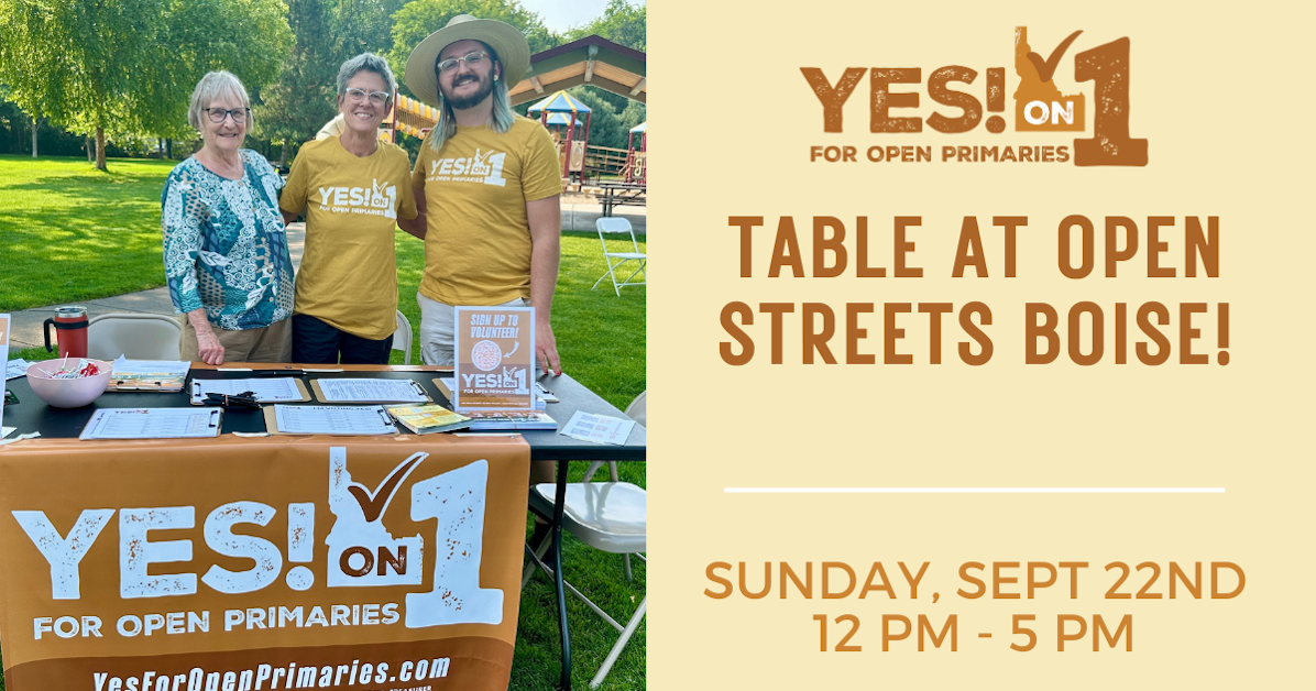 YES! on 1 at Open Streets Boise! 9/22 (Sun) · Reclaim Idaho