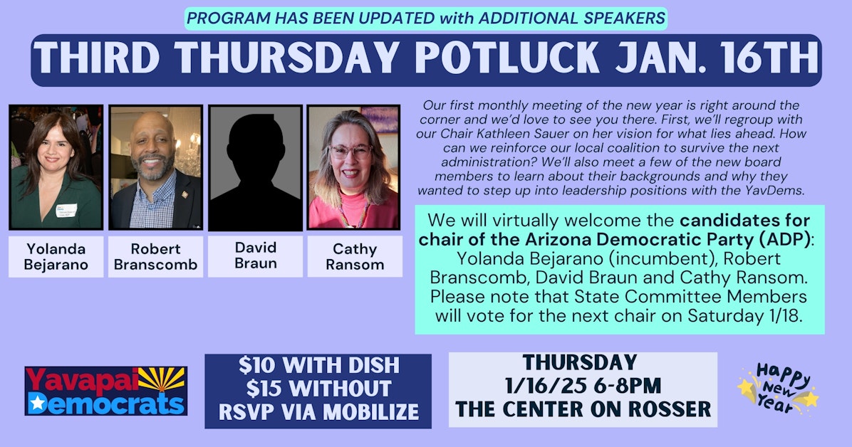 January 2025 Monthly Meeting & Potluck · Cochise County Democratic Party