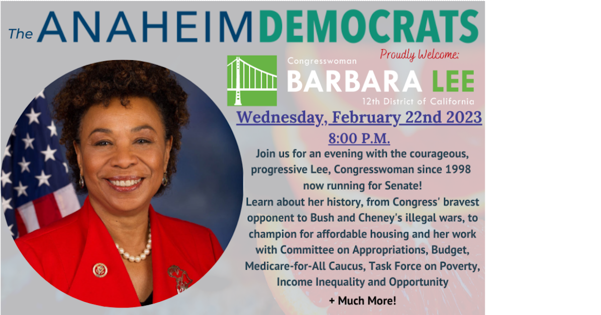 An Evening with Barbara Lee - Congresswoman, Senatorial Candidate ...