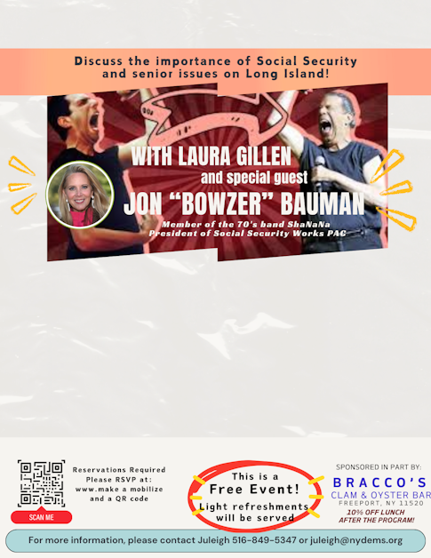 Laura Gillen and BOWZER Social Security Event · New York State Democrats