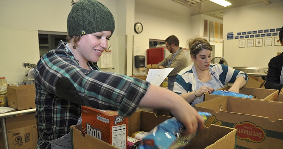 Senior Grocery - Creating boxes for delivery · FOOD For Lane County