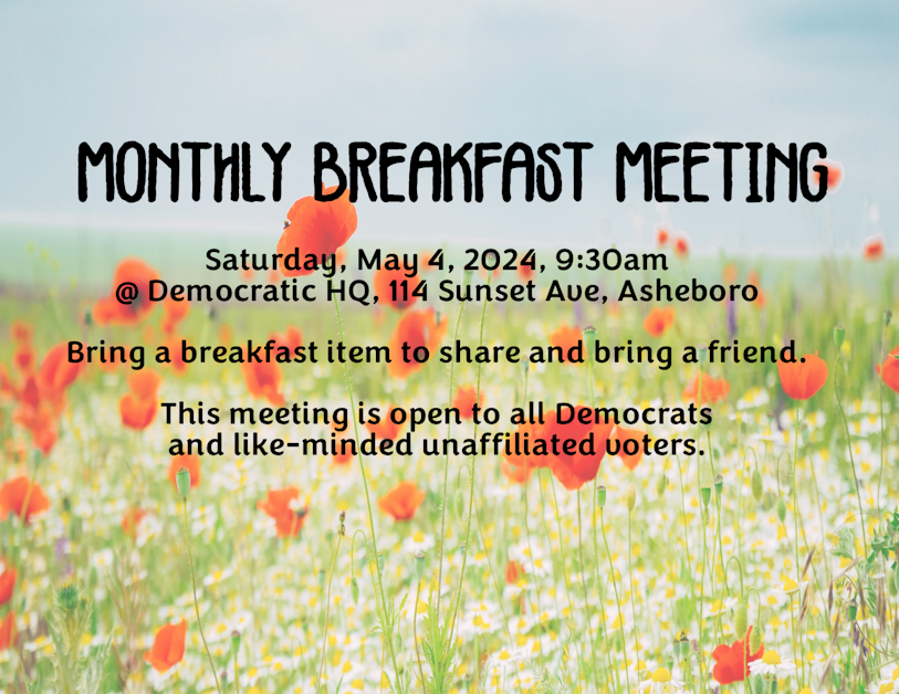 May Monthly Breakfast Meeting · Randolph County Democratic Party